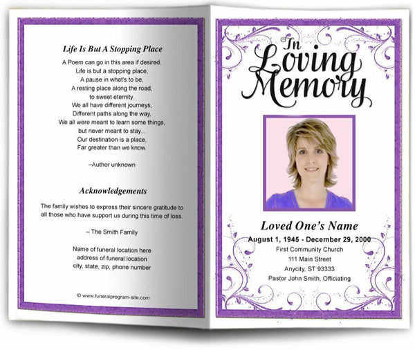 Affinity Funeral Program Template - Celebrate Prints