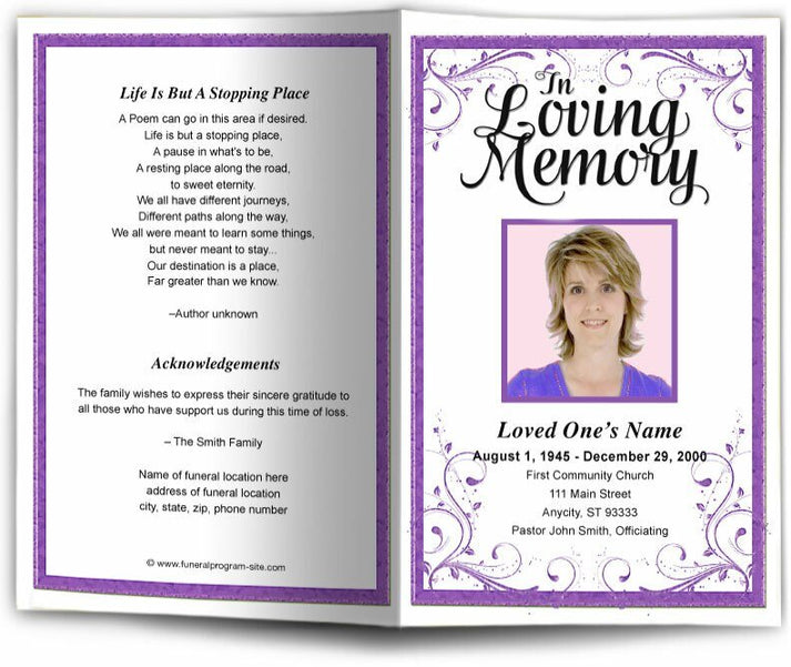 Affinity Funeral Program Template - Celebrate Prints