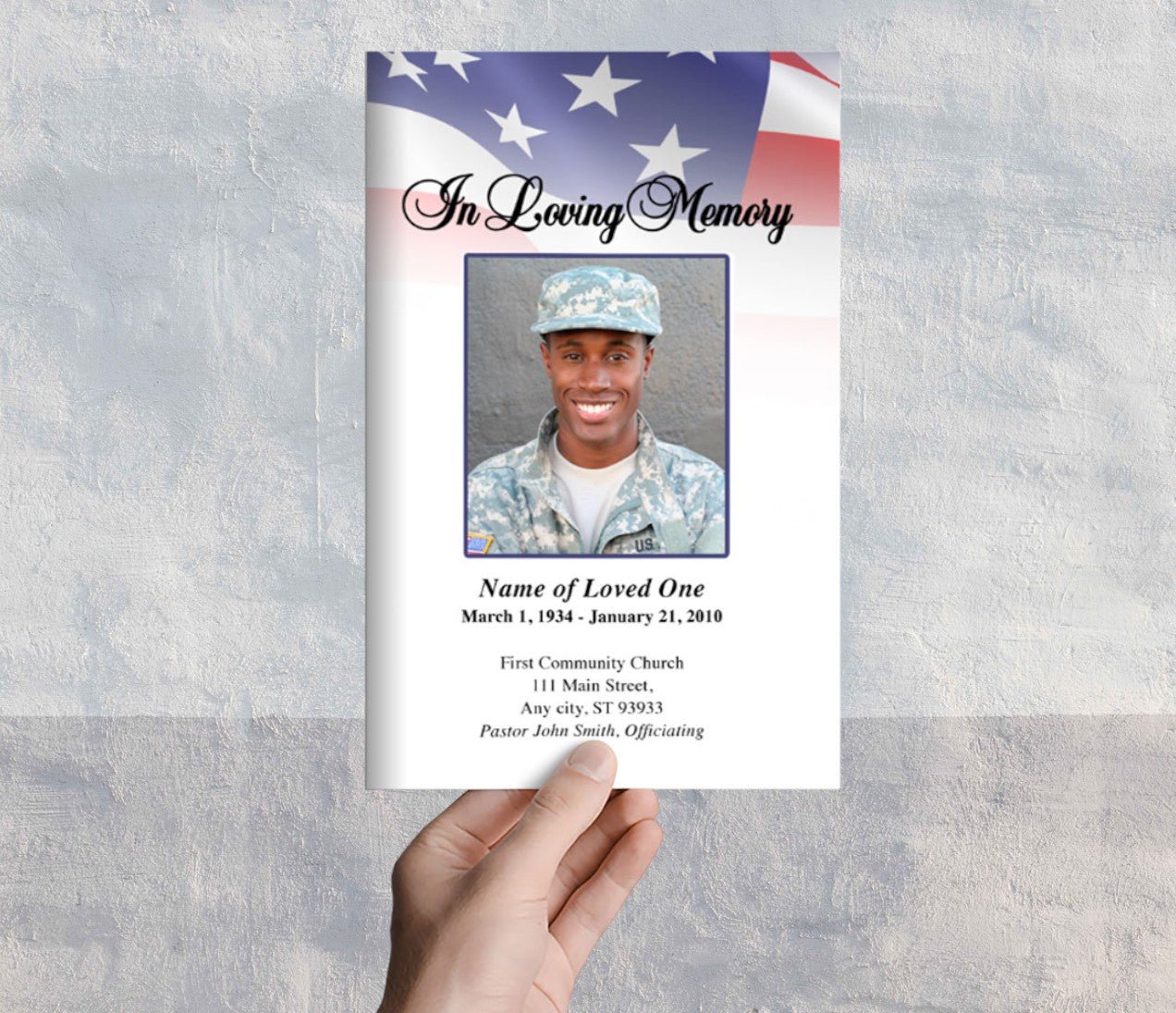 America Funeral Program Template - Celebrate Prints