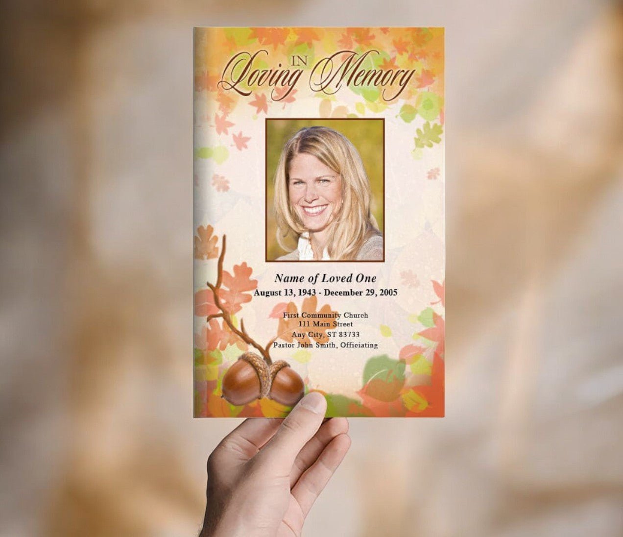 Autumn Funeral Program Template - Celebrate Prints