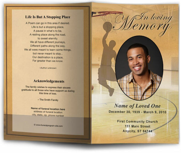 Basketball Funeral Program Template - The Funeral Program Site ...