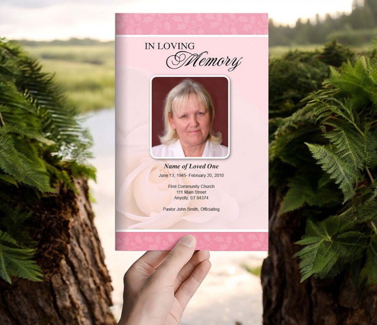 Bella Funeral Program Template - Celebrate Prints