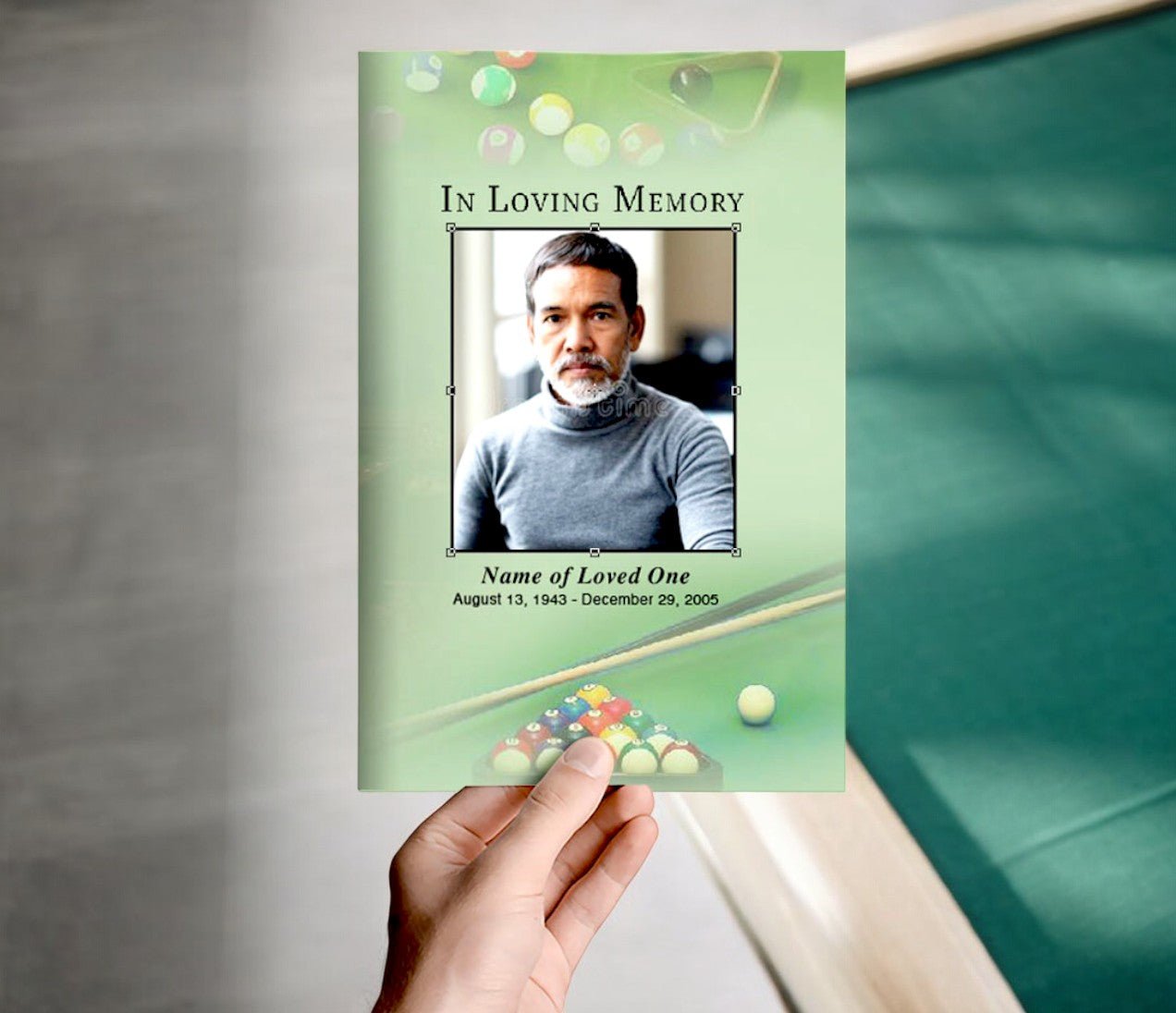 Billiards Funeral Program Template - Celebrate Prints