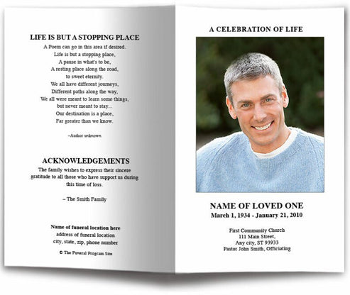 Blank Funeral Program Template - Celebrate Prints