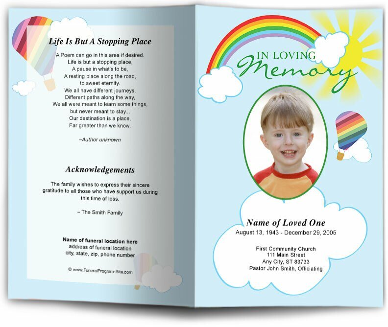 Bright Funeral Program Template - Celebrate Prints