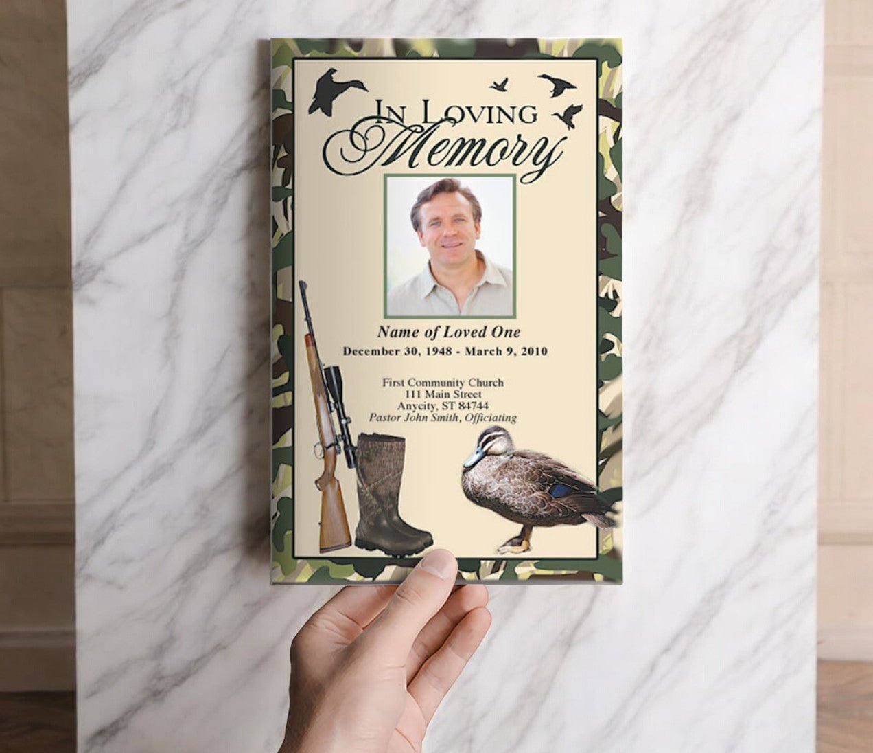 Camouflage Funeral Program Template - Celebrate Prints