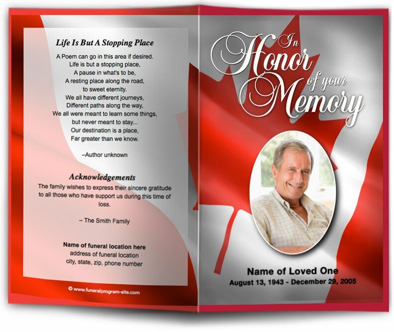 Canada Funeral Program Template - The Funeral Program Site – Celebrate ...