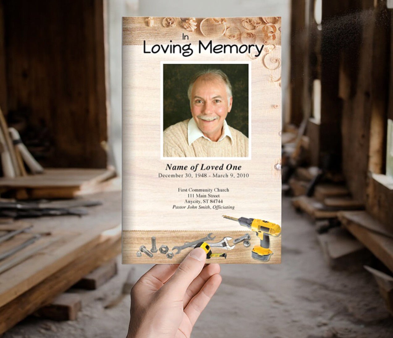 Carpenter Funeral Program Template - Celebrate Prints