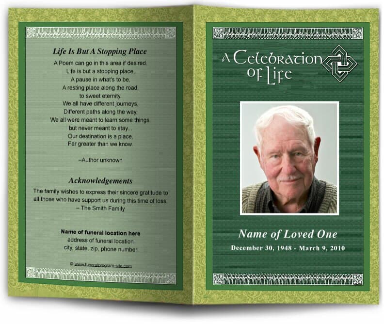 Celtic Funeral Program Template - Celebrate Prints
