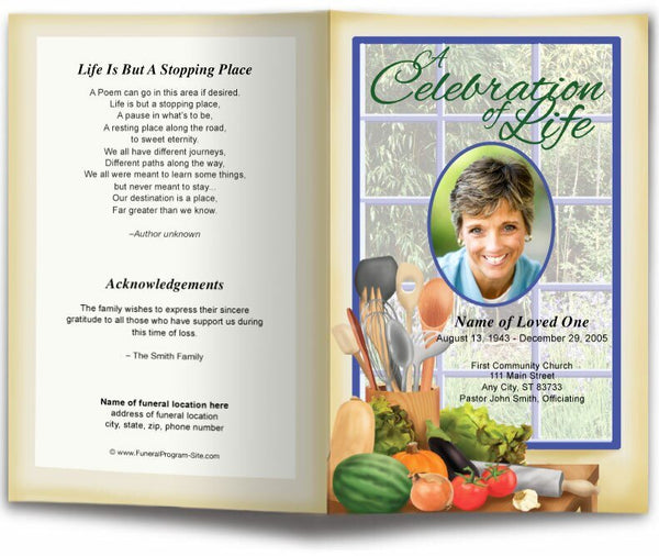 Chef Funeral Program Template - Celebrate Prints