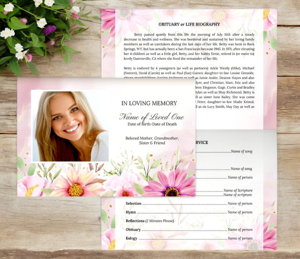 Chrysanthenym Greeting Card Style Google Docs Funeral Program Template ...
