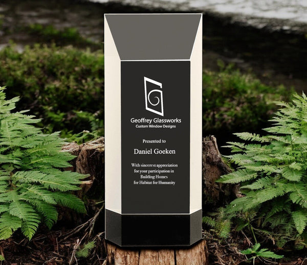 Clear Crystal Self-Standing Rectangle on Black Base - Celebrate Prints