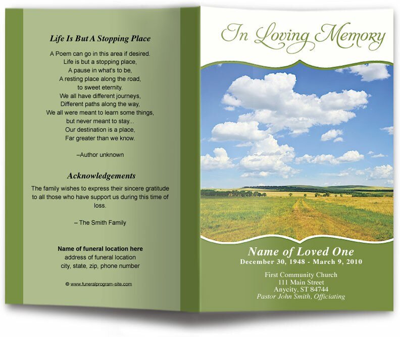 Country Funeral Program Template - Celebrate Prints