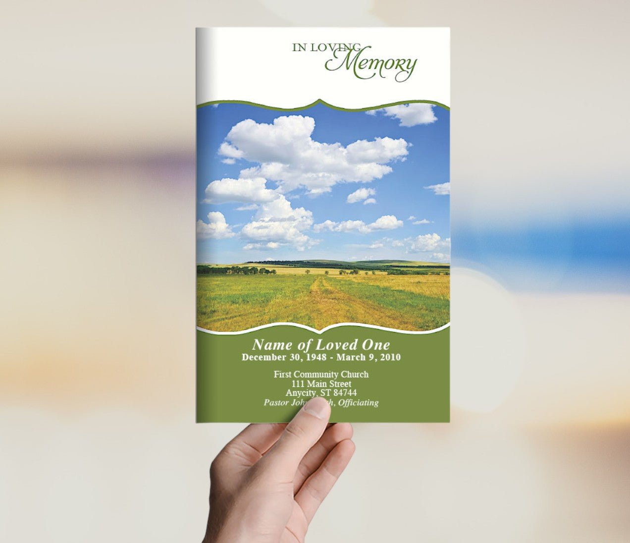 Country Funeral Program Template - Celebrate Prints