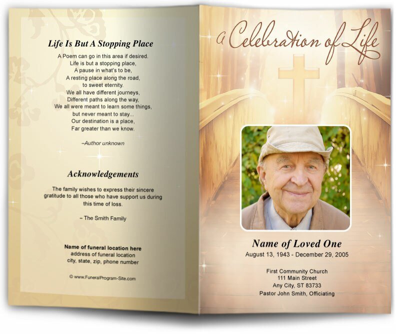 Crossing Funeral Program Template - Celebrate Prints