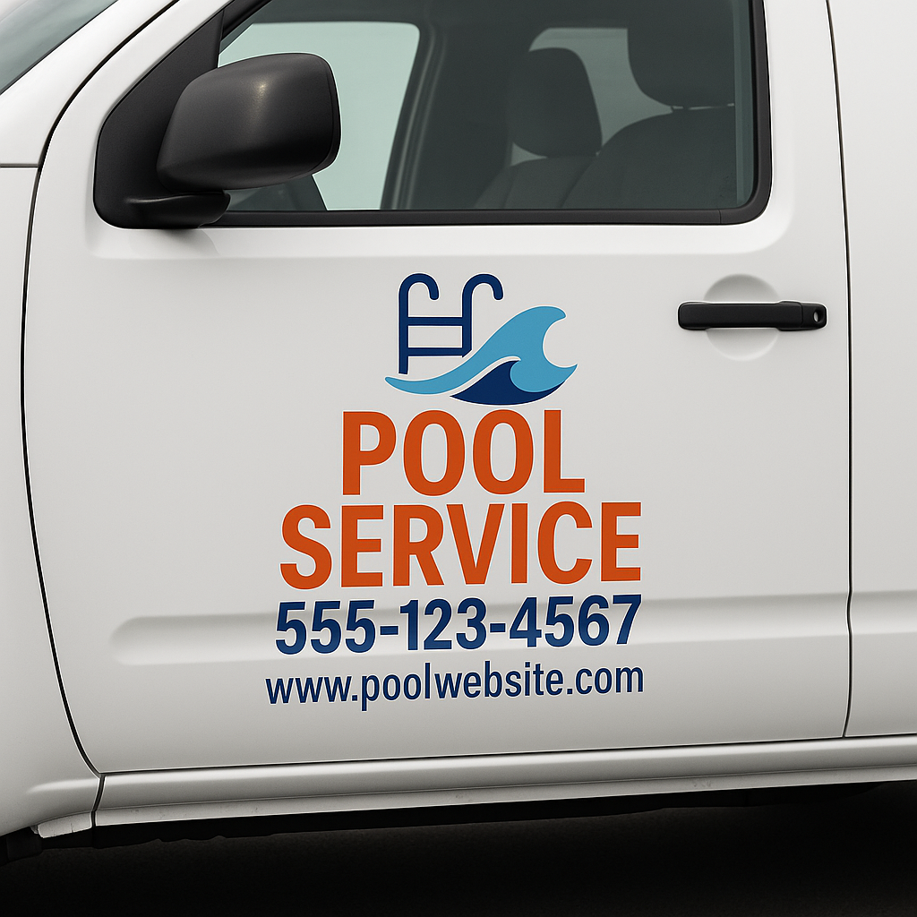 Pool Service Car Decal – Peel & Stick Transparent Vehicle Sign ...