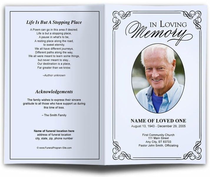 Dallas Funeral Program Template - Celebrate Prints