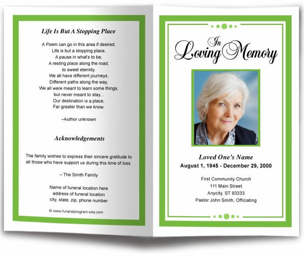 Dedication Funeral Program Template - Celebrate Prints