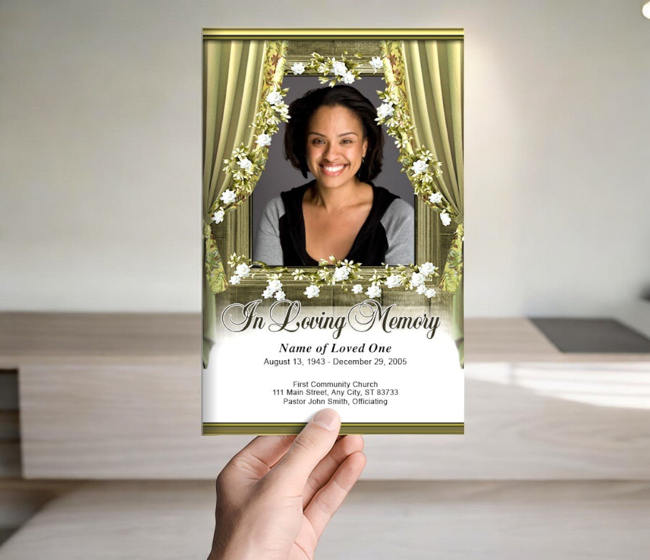 Drape Funeral Program Template - Celebrate Prints
