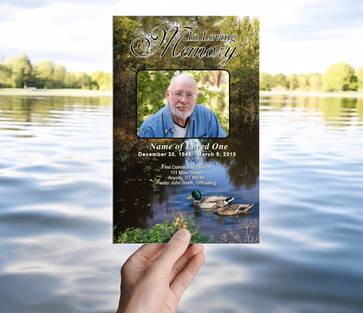 Duck Pond Funeral Program Template - Celebrate Prints