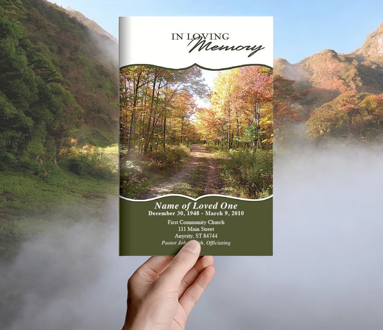Fall Funeral Program Template - Celebrate Prints
