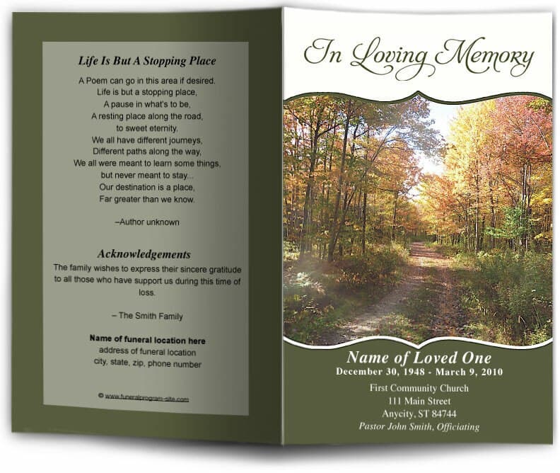 Fall Funeral Program Template - The Funeral Program Site – Celebrate Prints