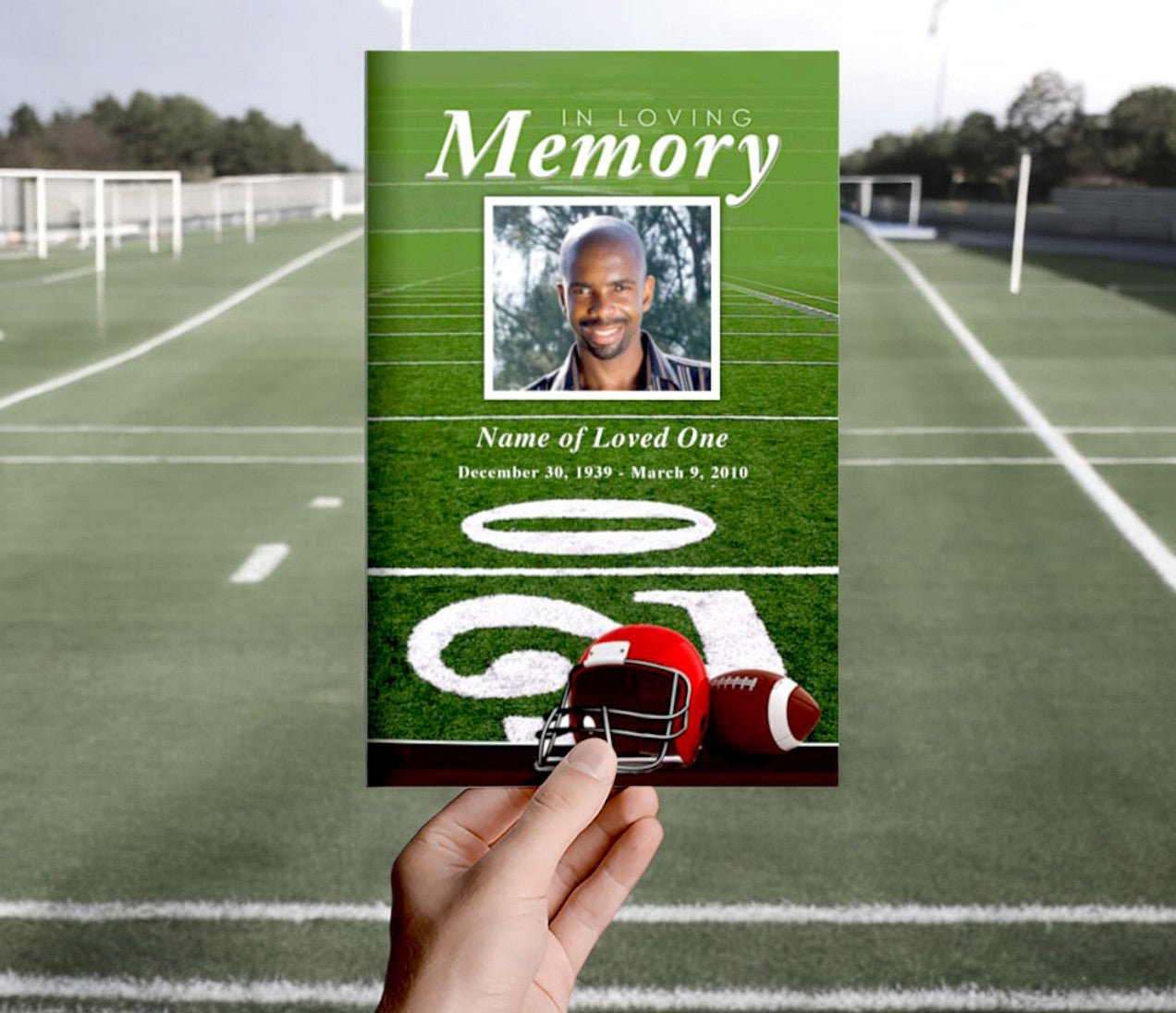 Football Funeral Program Template - Celebrate Prints
