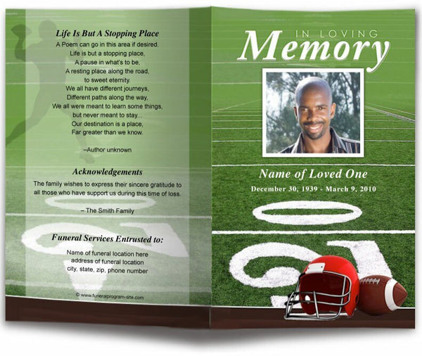 Football Funeral Program Template - Celebrate Prints