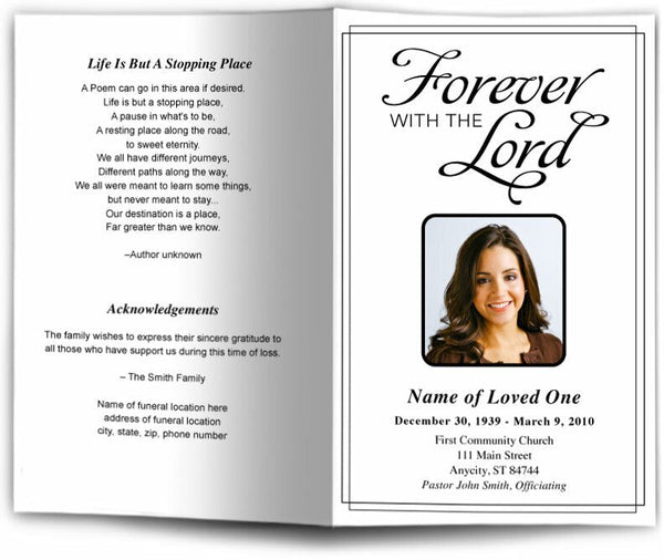 Forever Funeral Program Template - Celebrate Prints