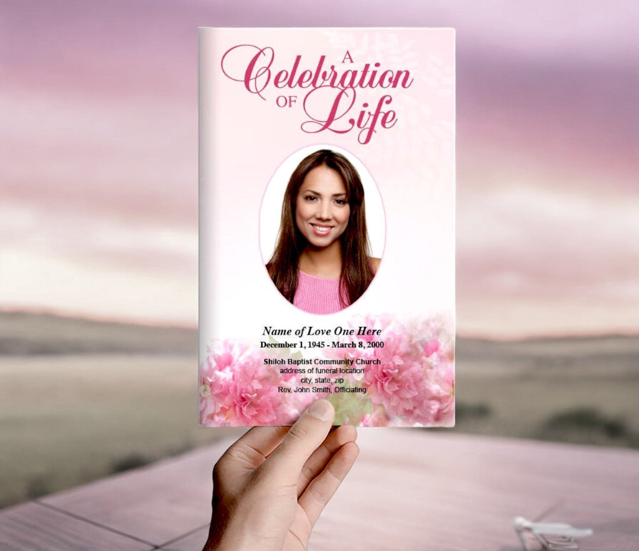 Garland Funeral Program Template - Celebrate Prints