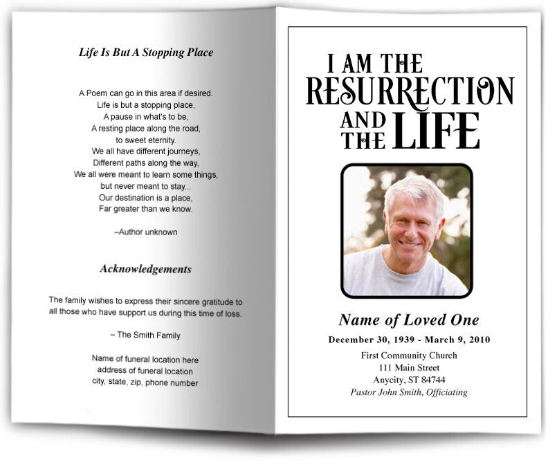Life Funeral Program Template - Celebrate Prints