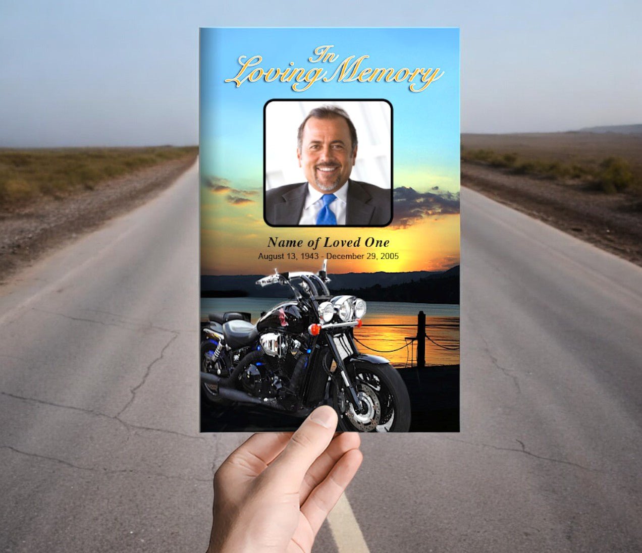 Motorcycle Funeral Program Template - Celebrate Prints