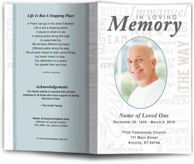 Names Funeral Program Template - Celebrate Prints