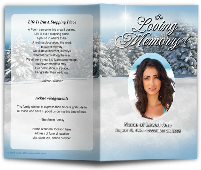 Powder Funeral Program Template - Celebrate Prints