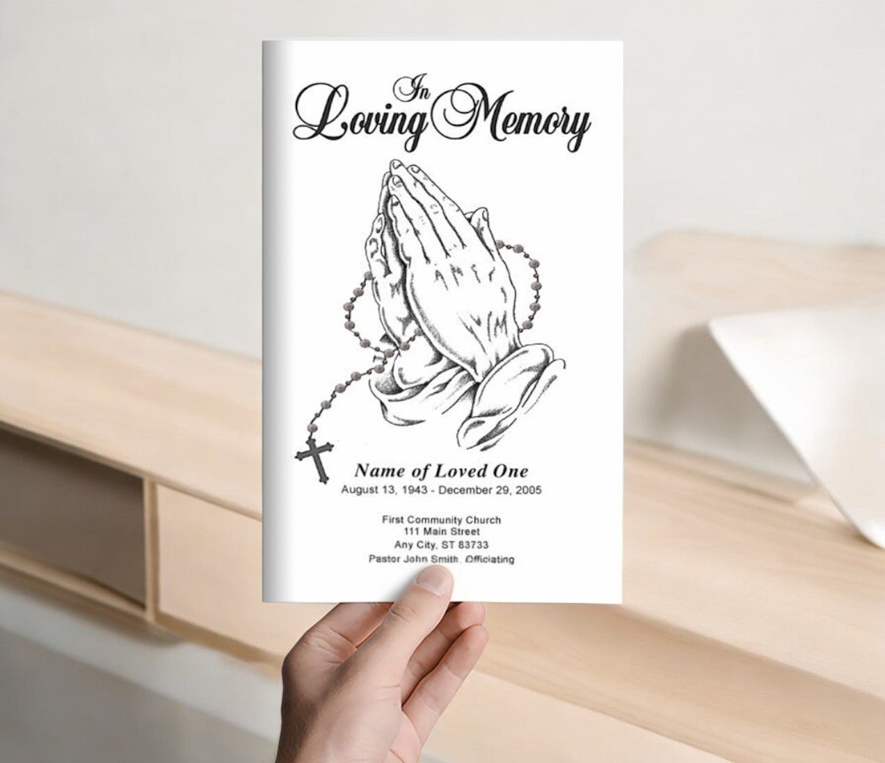 Praying Hands Funeral Program Template - Celebrate Prints