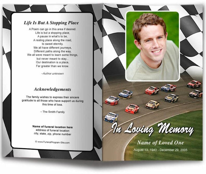 Racing Funeral Program Template - Celebrate Prints