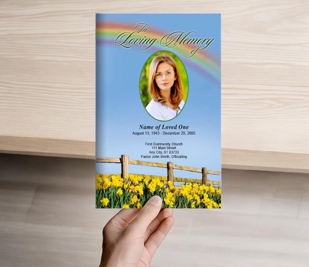 Rainbow Funeral Program Template - Celebrate Prints