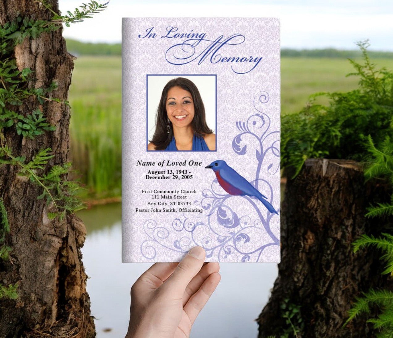 Robin Funeral Program Template - Celebrate Prints