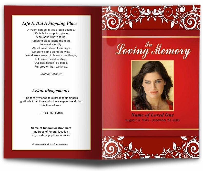 Ruby Funeral Program Template - Celebrate Prints