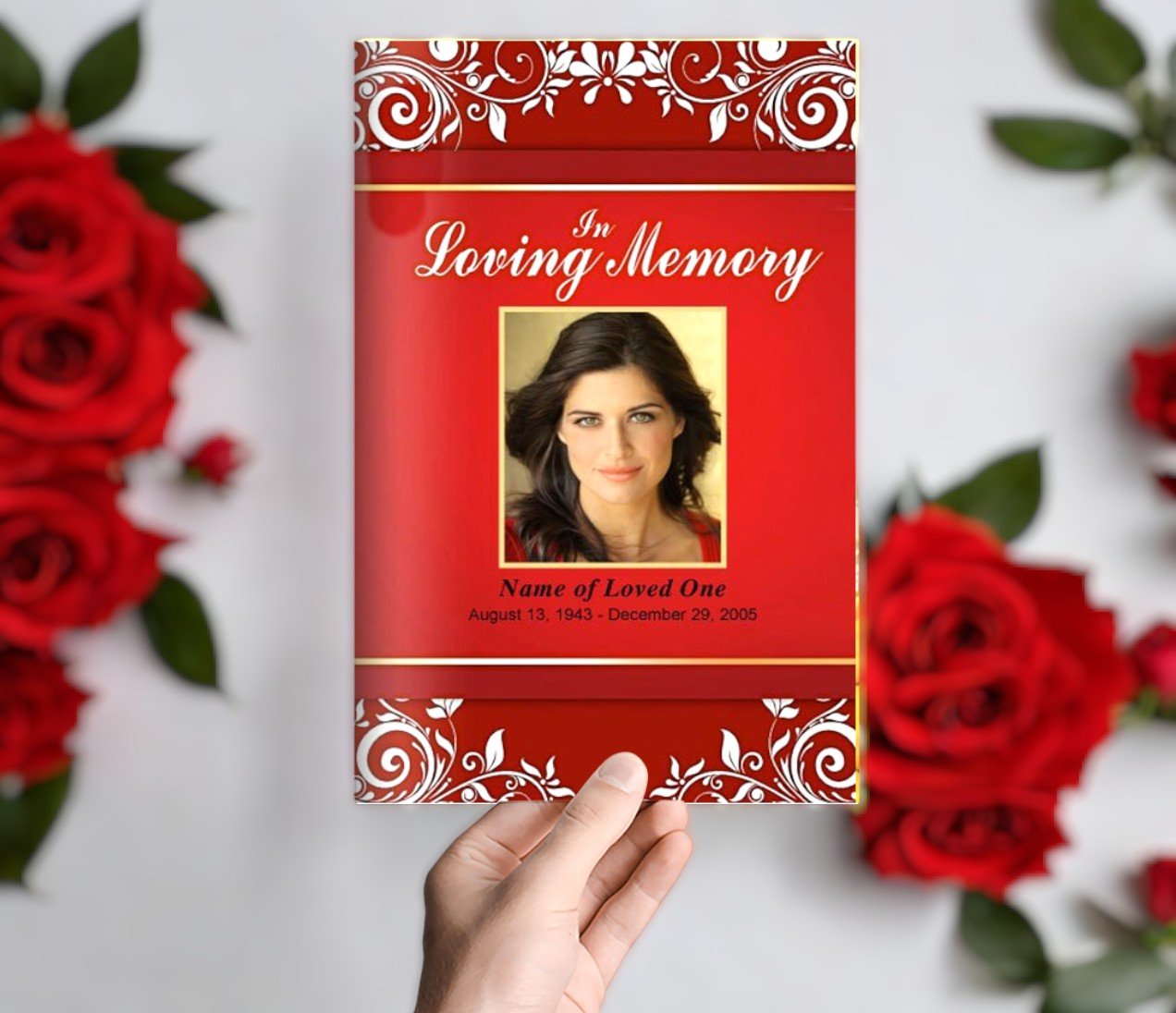 Ruby Funeral Program Template - Celebrate Prints