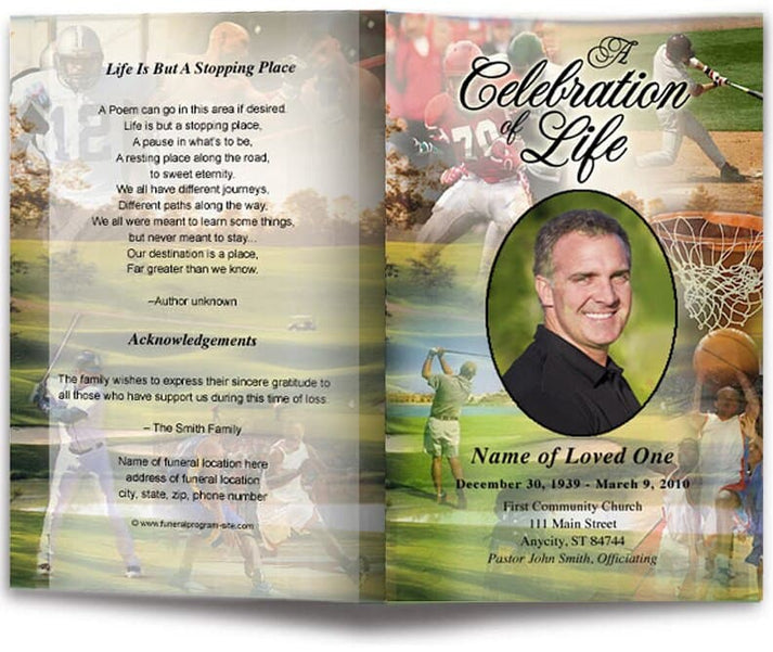Sports Funeral Program Template - Celebrate Prints