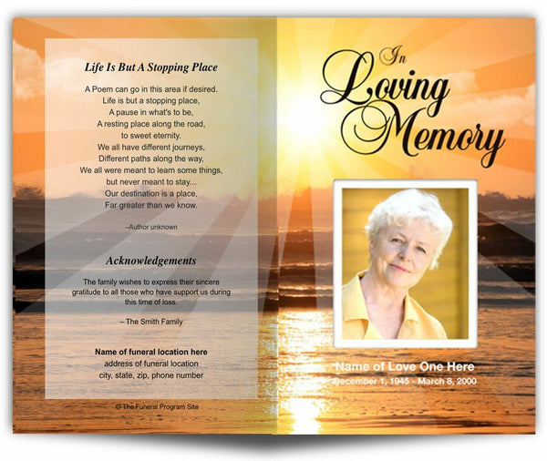 Sunrise Funeral Program Template - Celebrate Prints