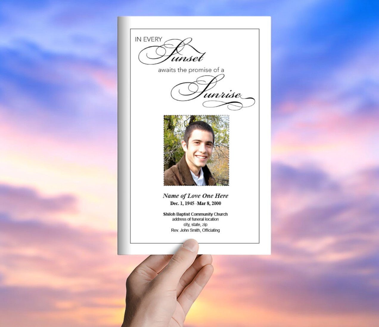 Sunset Funeral Program Template - The Funeral Program Site – Celebrate ...