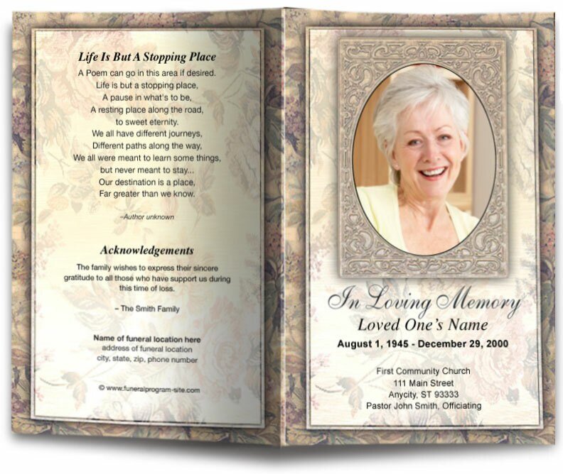 Tapestry Funeral Program Template - Celebrate Prints