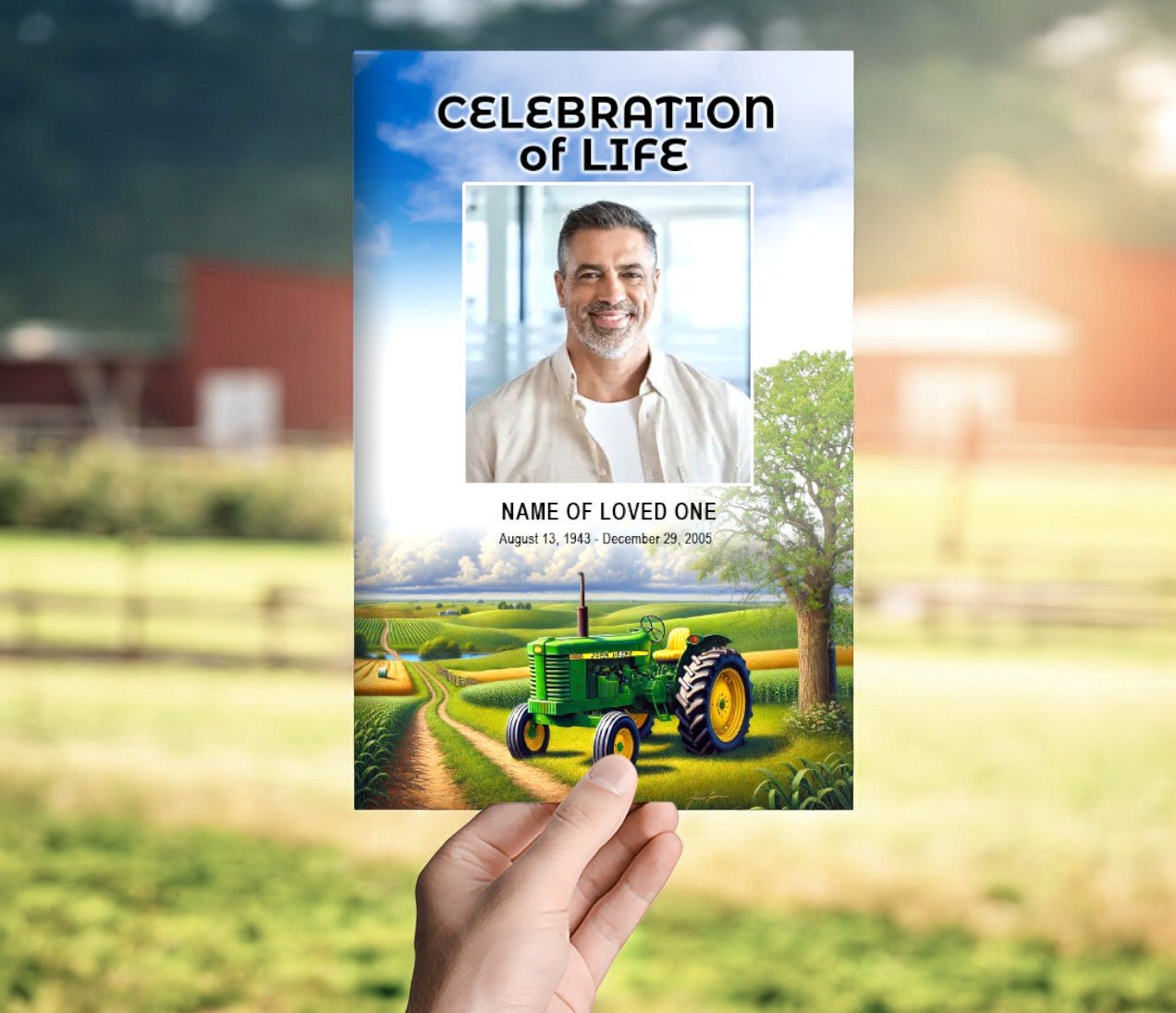 Tractor Funeral Program Template - Celebrate Prints