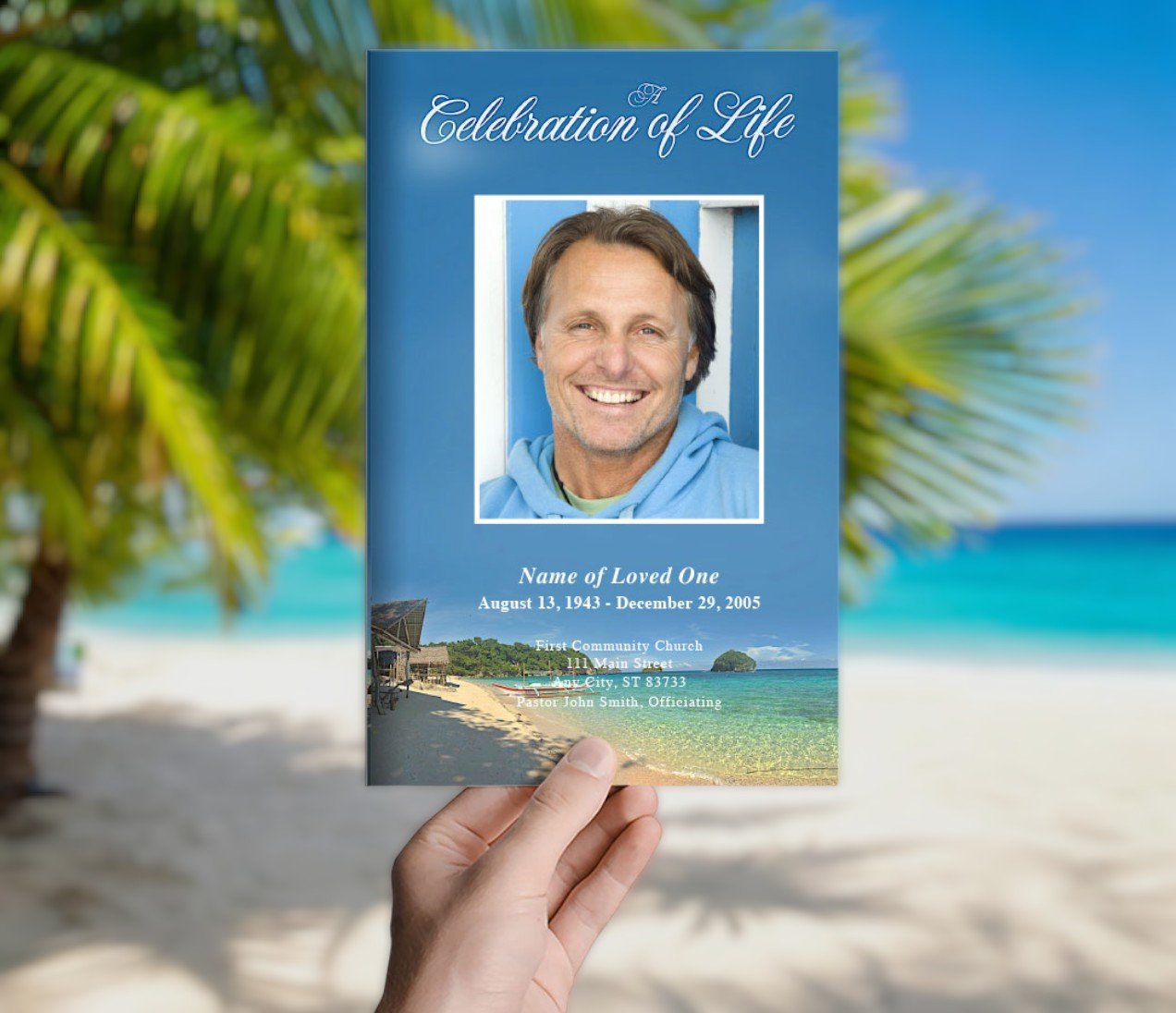 Tropical Funeral Program Template - Celebrate Prints