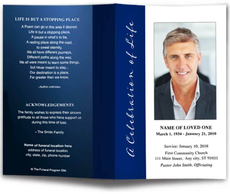 Vertical Funeral Program Template - Celebrate Prints