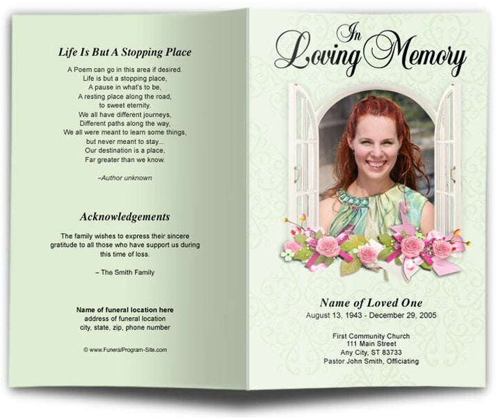 Window Funeral Program Template - Celebrate Prints