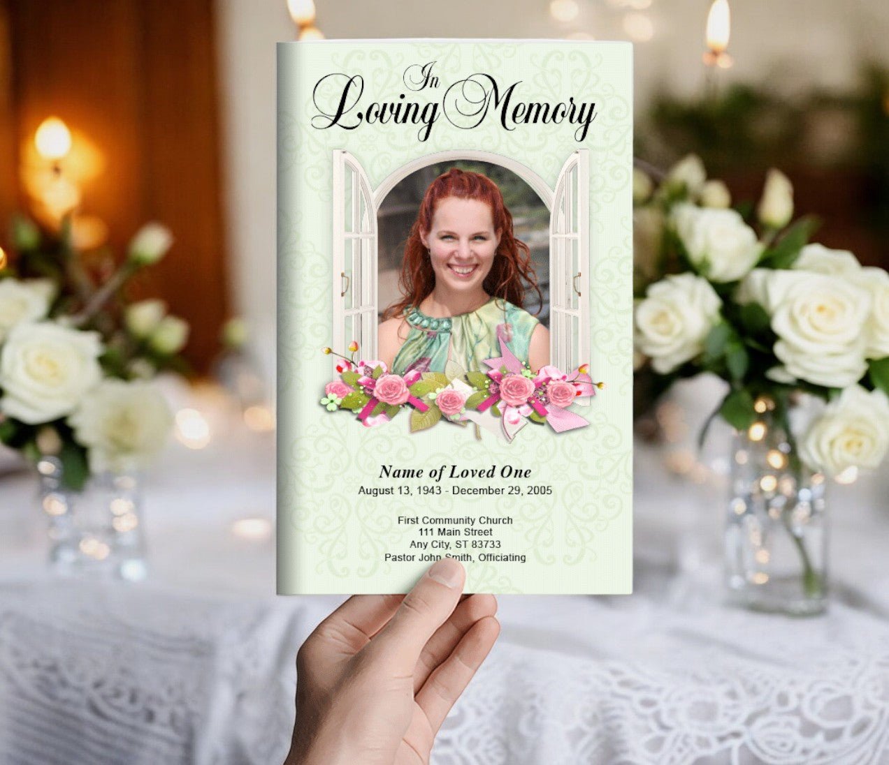 Window Funeral Program Template - Celebrate Prints