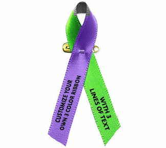 Custom Awareness Ribbon 3 Color - Pack of 10 - Celebrate Prints